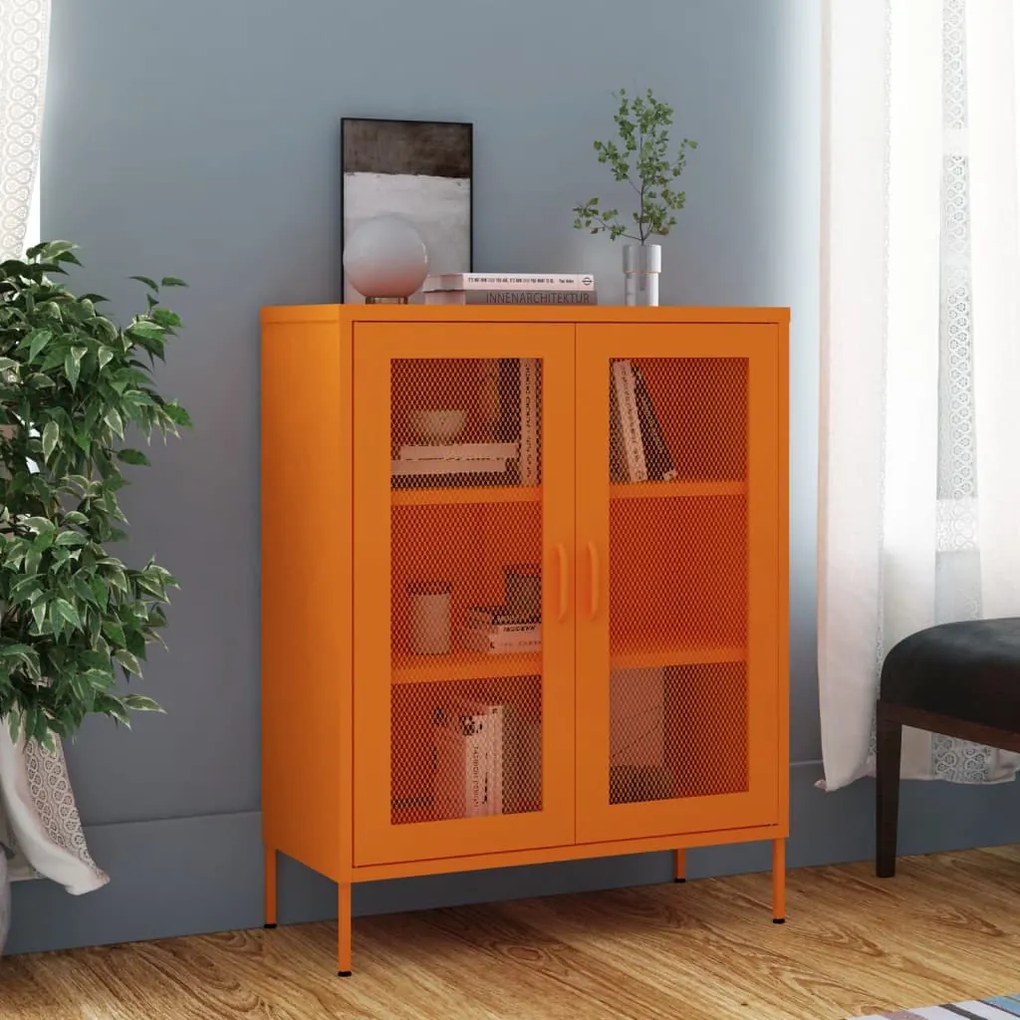 Úložná skříň oranžová 80 x 35 x 101,5 cm ocel 336174