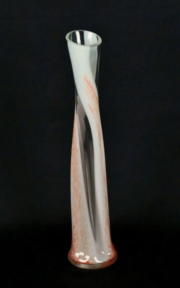 Váza designová spirála oranžový melír čirá 50 - 70 cm