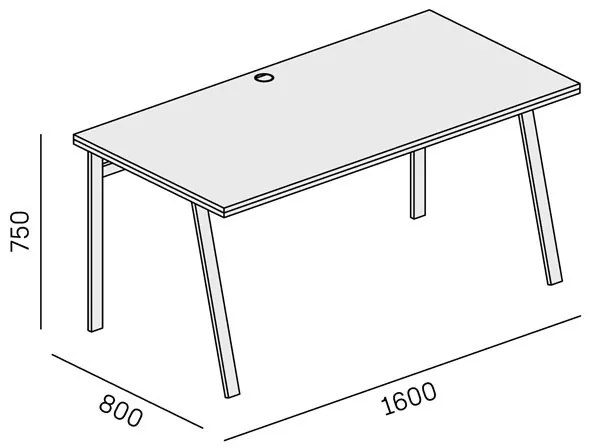 Kancelářský psací stůl SINGLE LAYERS bez přepážek, bílá