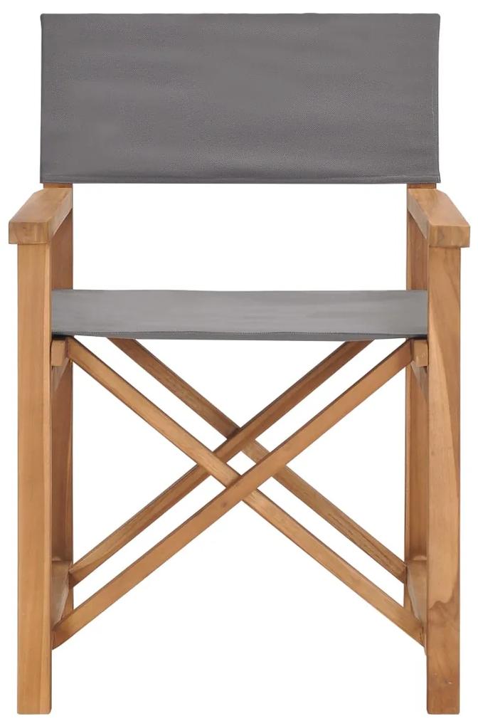 Režisérská židle masivní teakové dřevo šedá,  47411