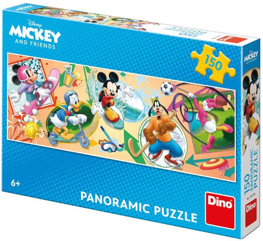 DINO Puzzle panoramatické 150 dílků Mickey s kamarády sportují 66x23cm dn393318