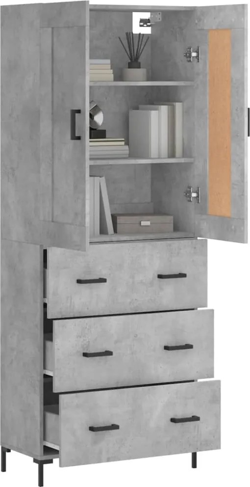 Skříň highboard betonově šedá 69,5x34x180 cm kompozitní dřevo 3199749