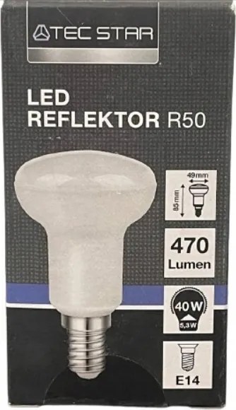 TecStar žárovka R50 LED E14 teplá 470 lm 5,3 W