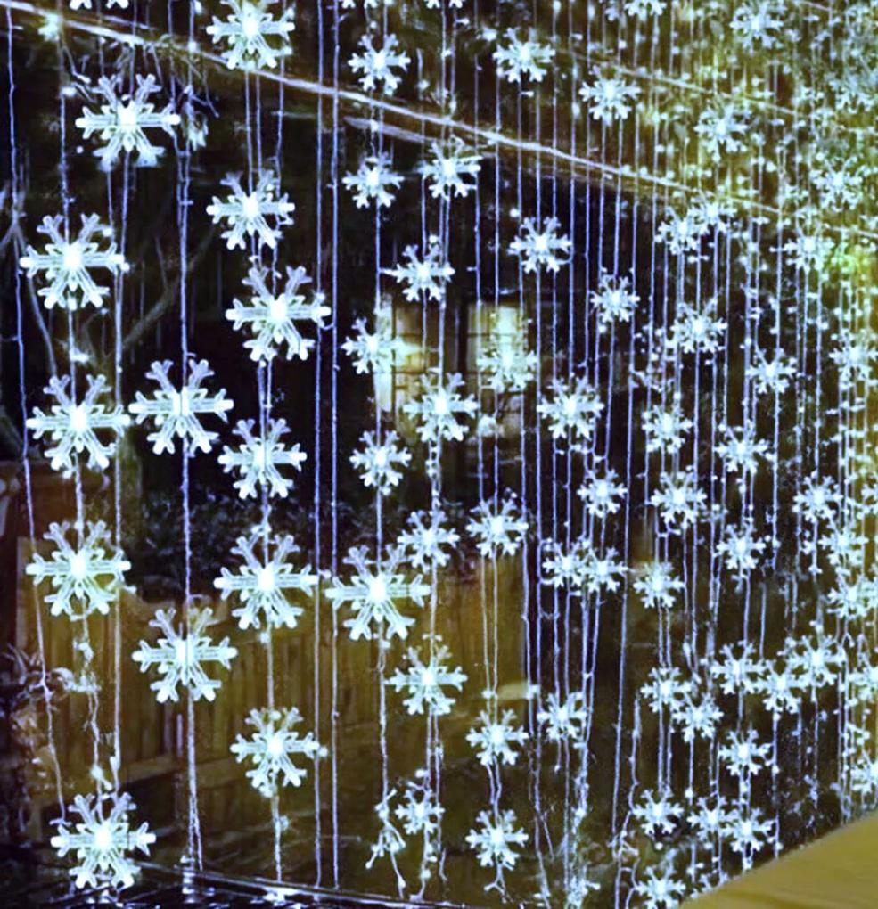 Vánoční LED závěs s 160 sněhovými vločkami, 3m, různé barvy na výběr Barva: Teplá bílá