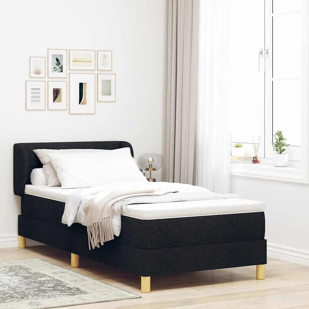Postel s boxspringem s čelo Černá 80 x 200 cm textil 3340180
