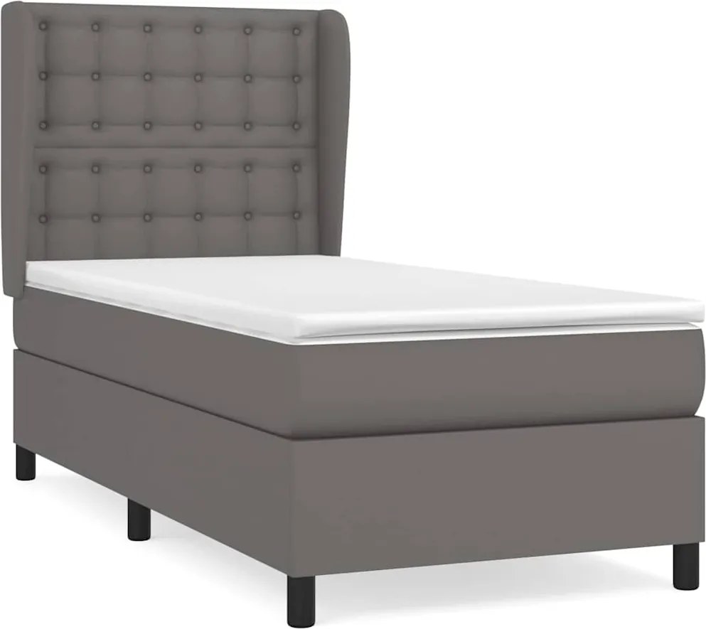 Box spring postel s matrací šedá 90x190 cm umělá kůže 3129007