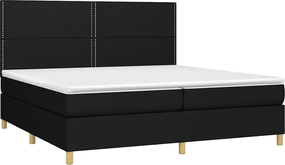 Box spring postel s matrací a LED černá 200x200 cm textil 3135383