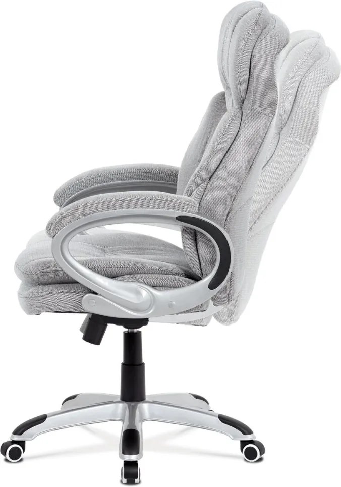 Kancelářská židle, látka, houpací mechanismus, kříž plast stříbrný – opěrák 90°–180° Šedá