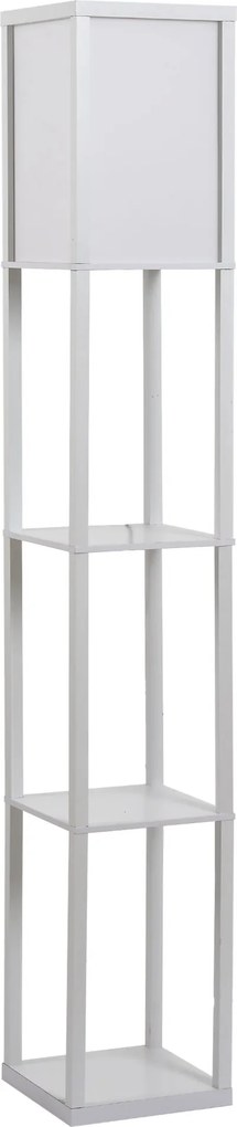 HOMCOM Stojací lampa elegantní stojací lampa se 3 policemi E27 do 40W pro obývací pokoj a ložnici E1 MDF akryl bílá 26x26x160cm | Aosom.de