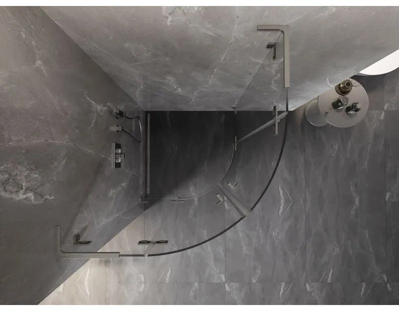 Mexen Lunar, L výklopný půlkruhový sprchový kout 70 x 70 cm, 8mm čiré sklo, ocelový profil, 833L-070L-070P-97-00