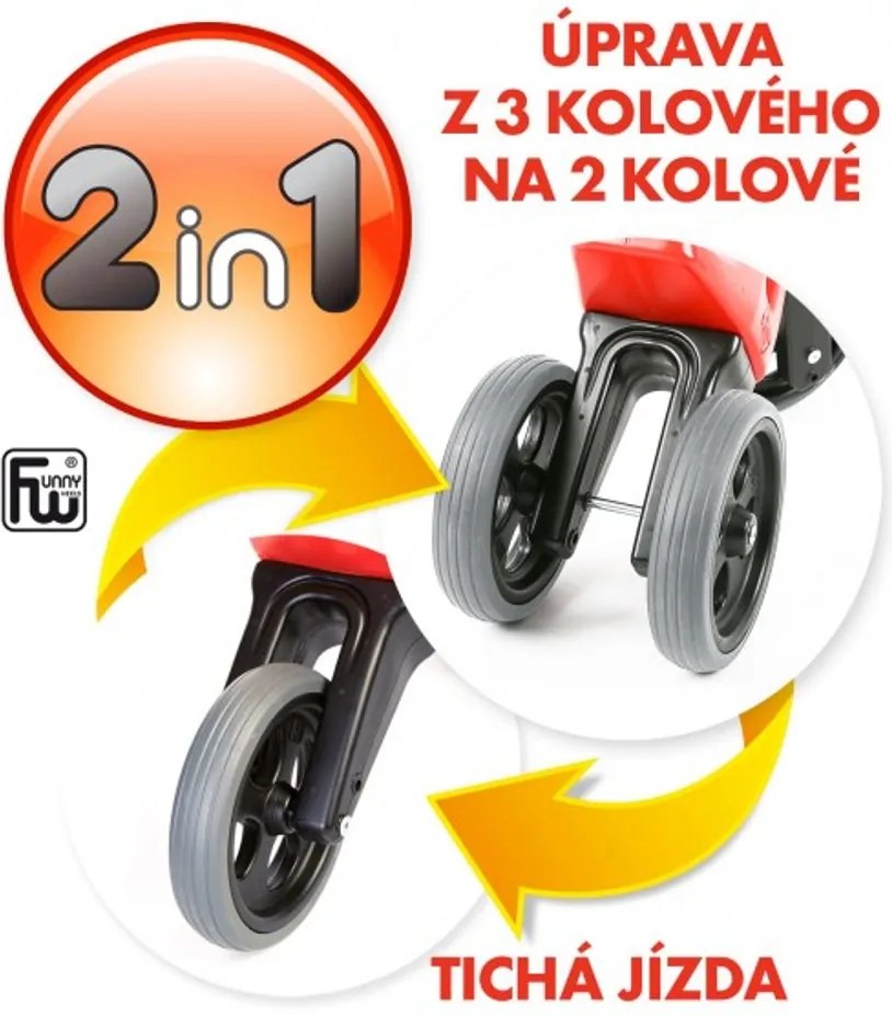 Odrážedlo FUNNY WHEELS Rider Sport červené 2v1 TEDDIES