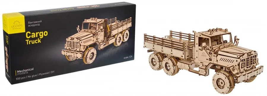 Ugears 3D dřevěné mechanické puzzle Nákladní auto CARGO