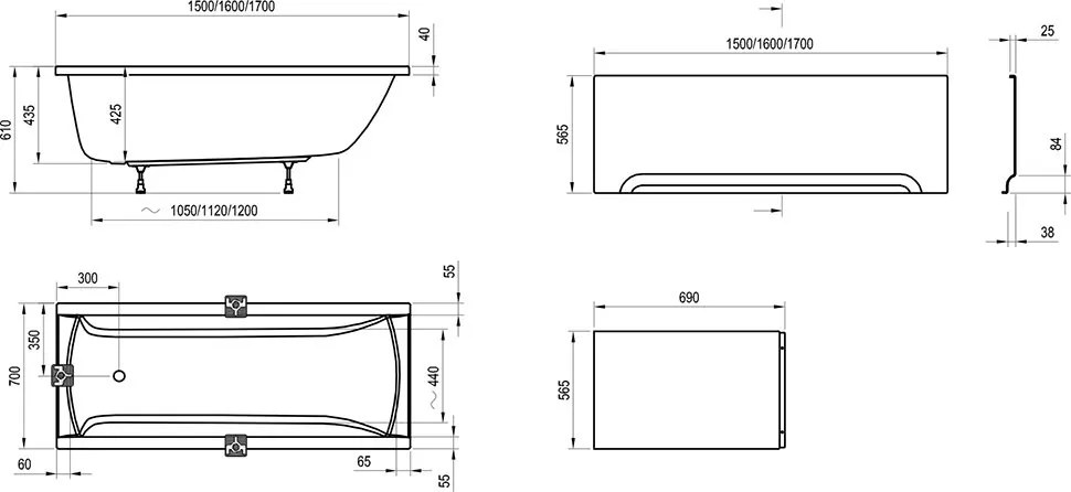 Ravak Vana CLASSIC 140x70 snowwhite 1400 x 700 CA81000000