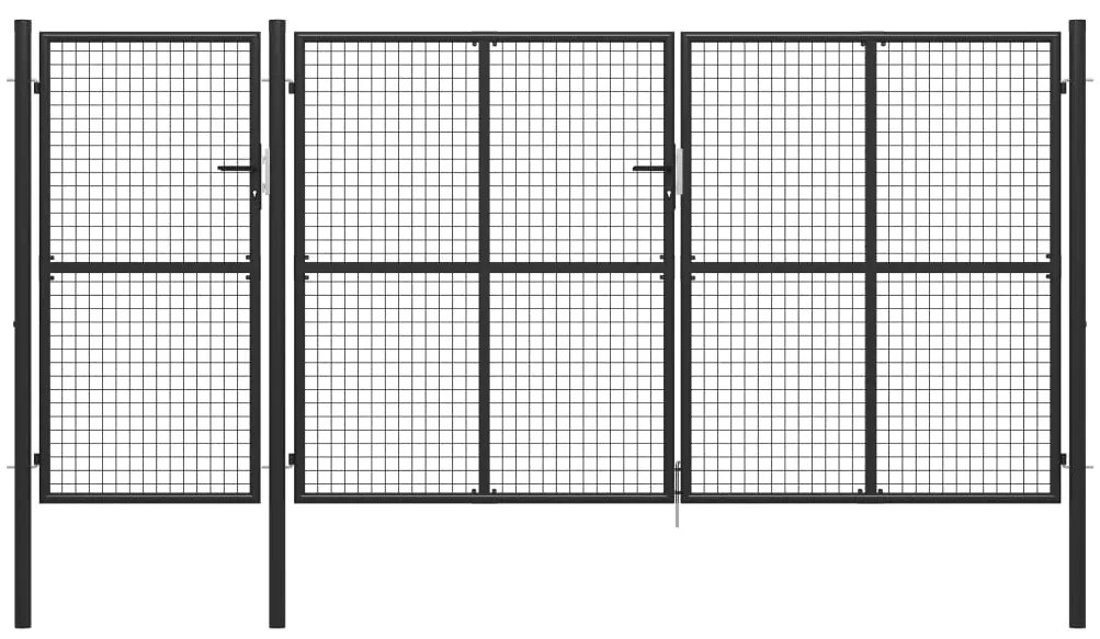 Zahradní brána ocel 400 x 150 cm antracitová 144331