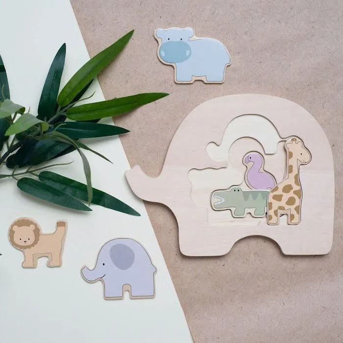 Dřevěné puzzle safari