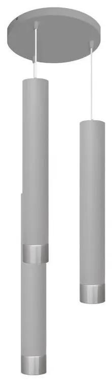 Helam | LED Lustr na lanku TUBA 3xGU10/6,5W/230V šedá/lesklý chrom | HE1301