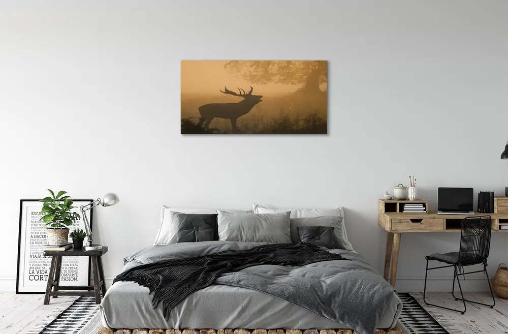 Obrazy na plátně jelen sunrise 120x60 cm