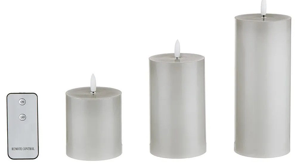 NORDIC LIGHT LED Svíčky 3 ks - šedá