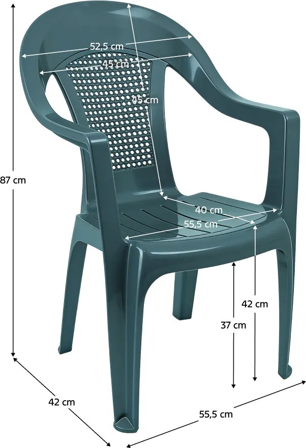 Kondela Zahradní stohovatelné křeslo, zelená, MEDRO