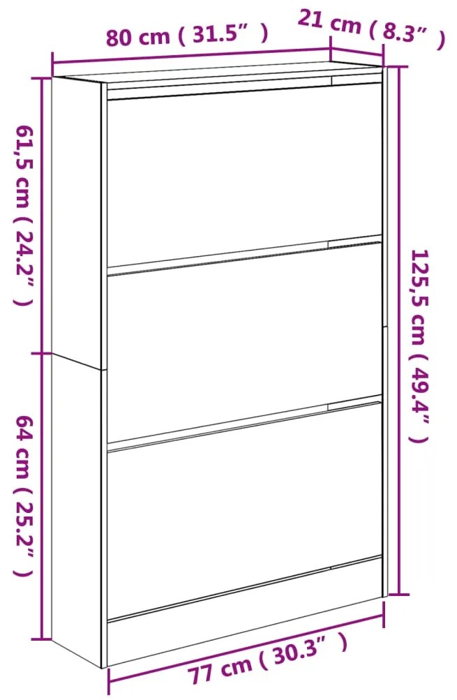 Botník dub sonoma 80 x 21 x 125,5 cm kompozitní dřevo - Default Title
