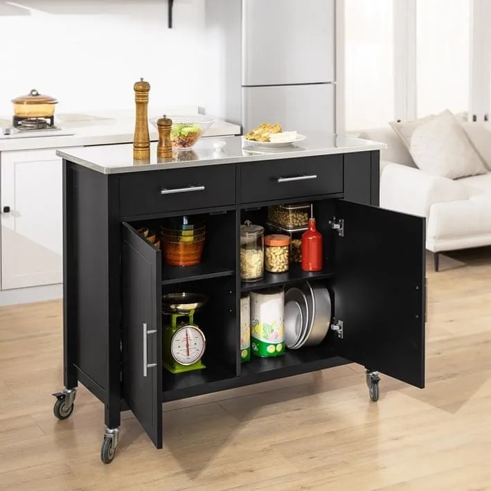 Sobuy SoBuy FKW108-SCH Kuchyňský vozík Kuchyňský ostrůvek Příborník Černý 107x94x46cm