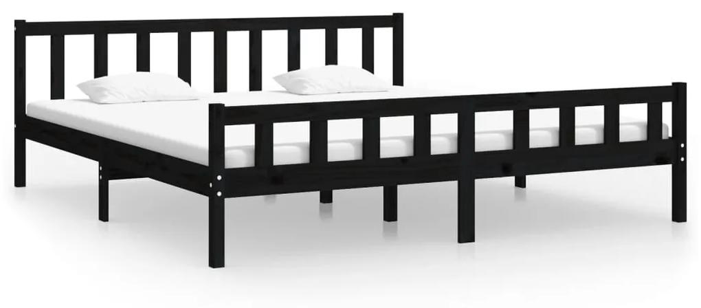 Rám postele černý masivní dřevo 160 x 200 cm,  810693