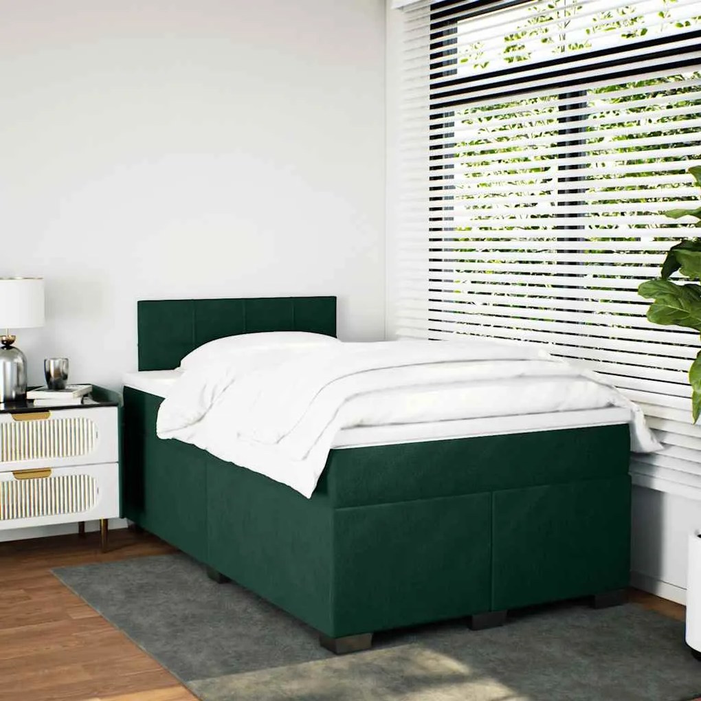Box spring postel s matrací tmavě zelená 120 x 200 cm samet 3286285