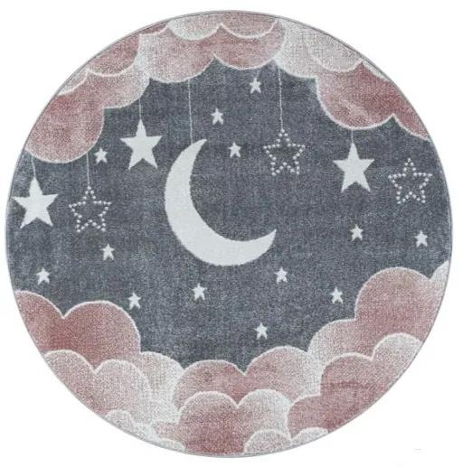 Dětský kusový koberec Funny kruh 2101 pink - průměr 160 cm