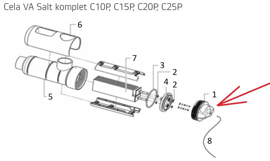 Vagnerpool Šroubení pouzdra cely VA Salt, Smart, CP08, CP10, CP15, CP20, CP25
