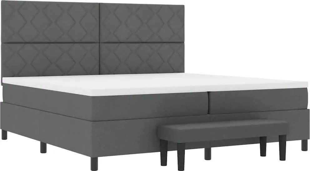 Postel s boxspringem s čelo Tmavě šedá 200 x 200 cm textil 3344171