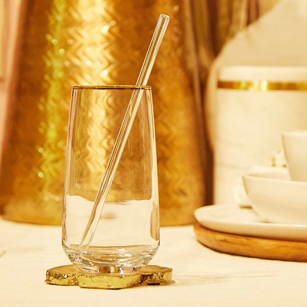 TOUCH OF GOLD Sklenice na longdrink se zlatým okrajem 480 ml