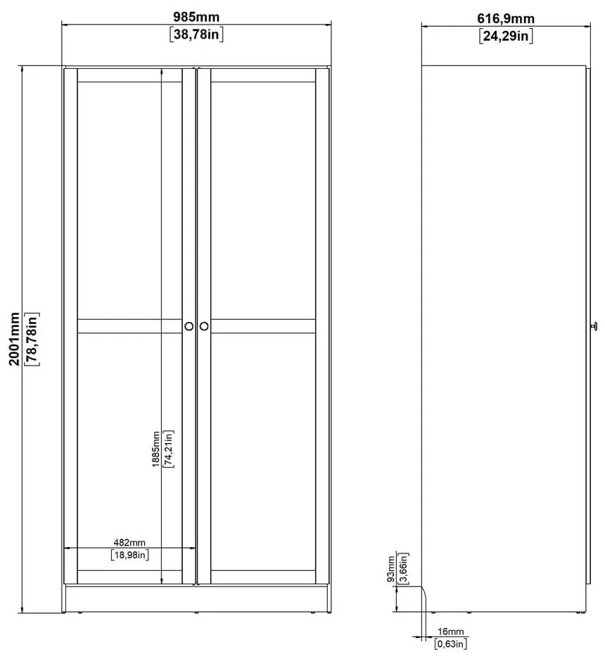 Šatní skříň v dekoru dubu v přírodní barvě 99x200x62 cm Billund – Tvilum