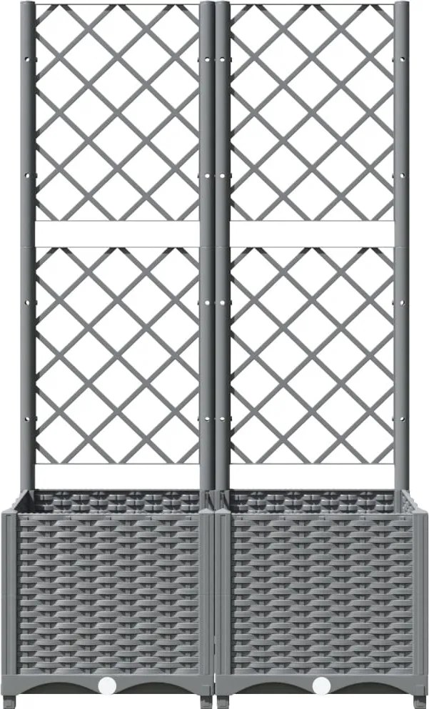 Zahradní truhlík s treláží světle šedý 80 x 40 x 136 cm PP 153272