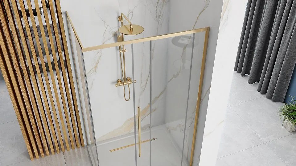 Rea - SOLAR GOLD ELEGANT sprchový kout 80 x 100 cm, čiré sklo/zlatý profil, REA-K4901