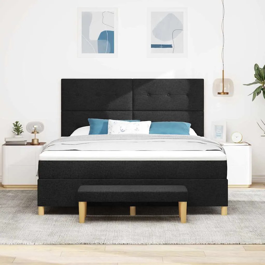 Postel s boxspringem s čelo Černá 200 x 180 cm textil 3344319