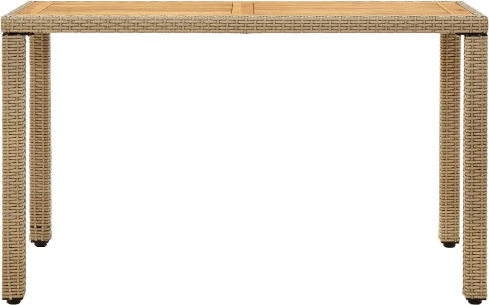 Zahradní stůl béžový 123x60x74 cm polyratan a masivní akácie 316797