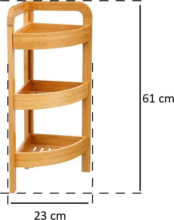 Bambusová police pro koupelnu, rohová police