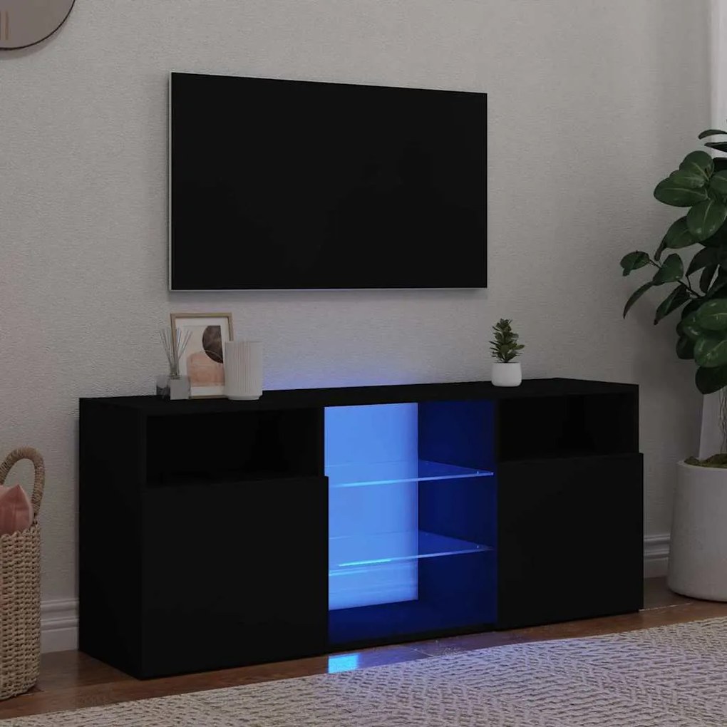 TV skříňka s LED osvětlením černá 120 x 30 x 50 cm