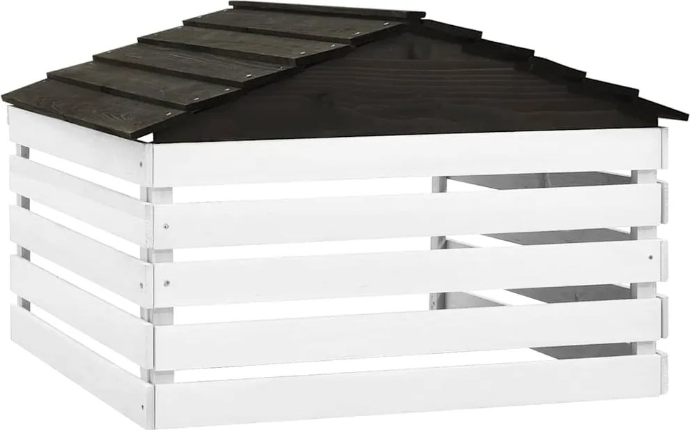 Garáž na robotickou sekačku černobílá 78x74x54 cm jedlové dřevo 315300