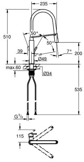 Grohe Feel Dřezová páková baterie stojánková Supersteel černá 31489DC0