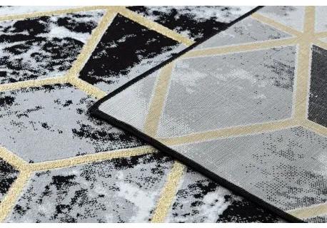 Dywany Luszczow Kusový koberec 3D GLOSS 409A 82 Krychle černý / zlato / šedá Rozměr koberce: 140 x 190 cm