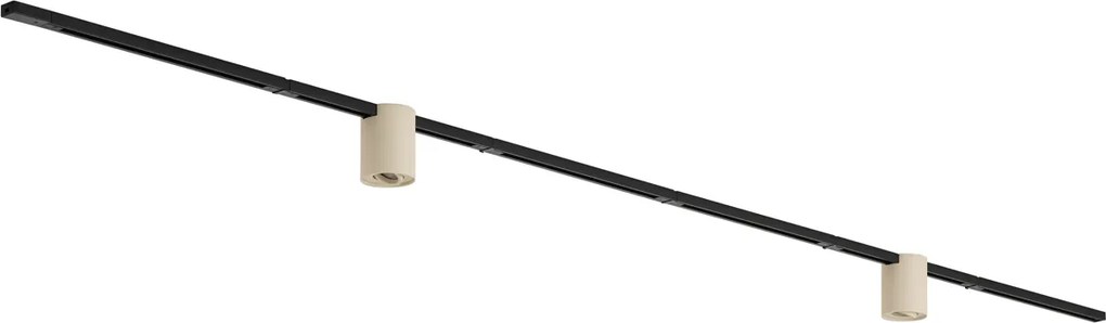 Modern Track Lighting System Black with 2 Beige Spotlights 1-Phase - Iconic Rondoo Up
