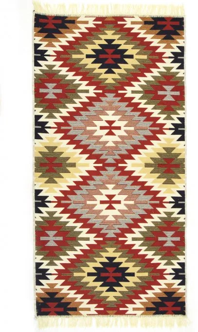 Oboustranný koberec / běhoun Kilim Gold Aztecki Etno Romby vícebarevný