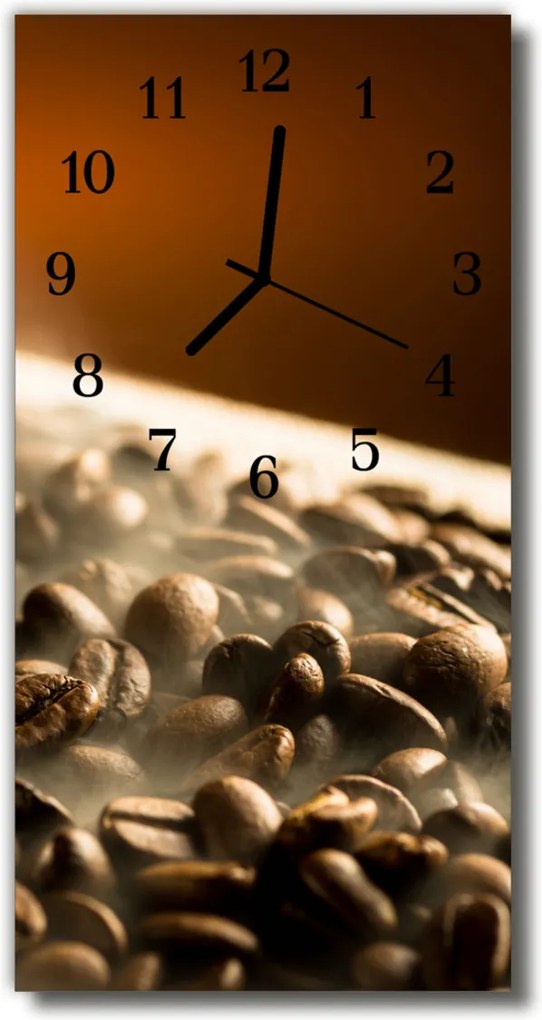 Skleněné hodiny vertikální Kuchyňská zrna hnědé kávy