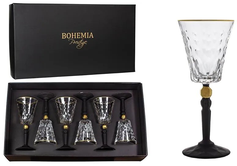 BOHEMIA PRESTIGE CONTE BLACK SKLENICE NA VÍNO 260ML SADA 6 KS