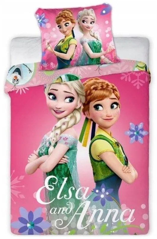 Povlečení do dětské postýlky Ledové království - Frozen - Elsa and Anna - 100% bavlna - 40 x 60 cm + 100 x 135 cm