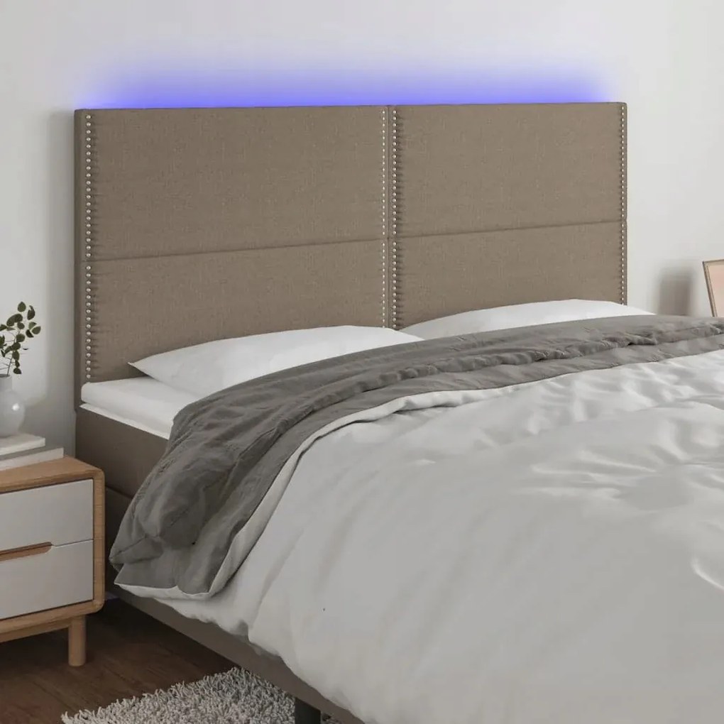Čelo Postele S Led Textil Taupe 200 x 5 x 118/128 cm