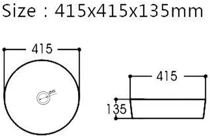 BPS-koupelny Keramické umyvadlo na desku HYD-FO-MTB-MAR5-415 ⌀ 41,5 cm, černý mramor