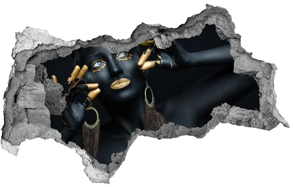 Wallmuralia Fototapeta díra na zeď Žena v černém 95x73 cm