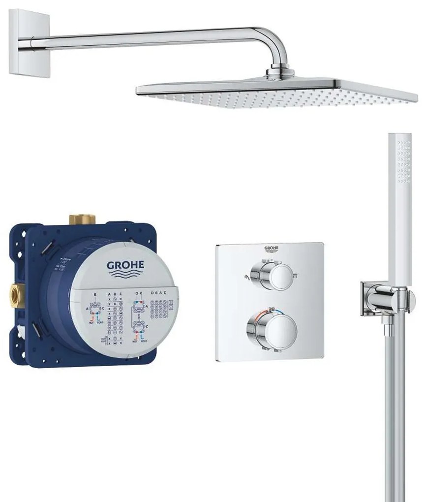 Grohe Precision - Sprchový set s termostatem pod omítku, 31x31 cm, chrom 34881000